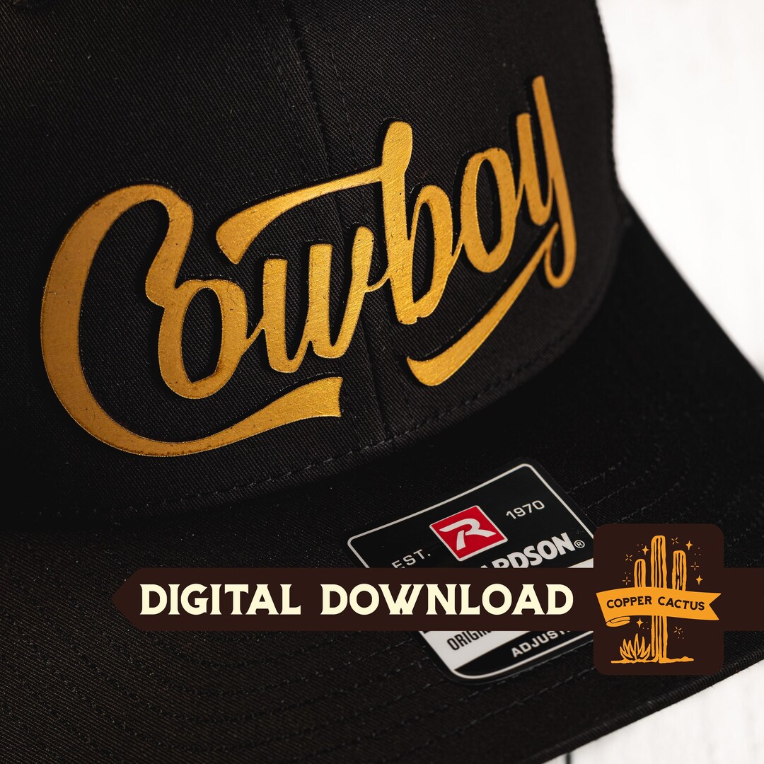 Cowboy and Rancher Text Leather Patch - Laser Cut File - Digital ...