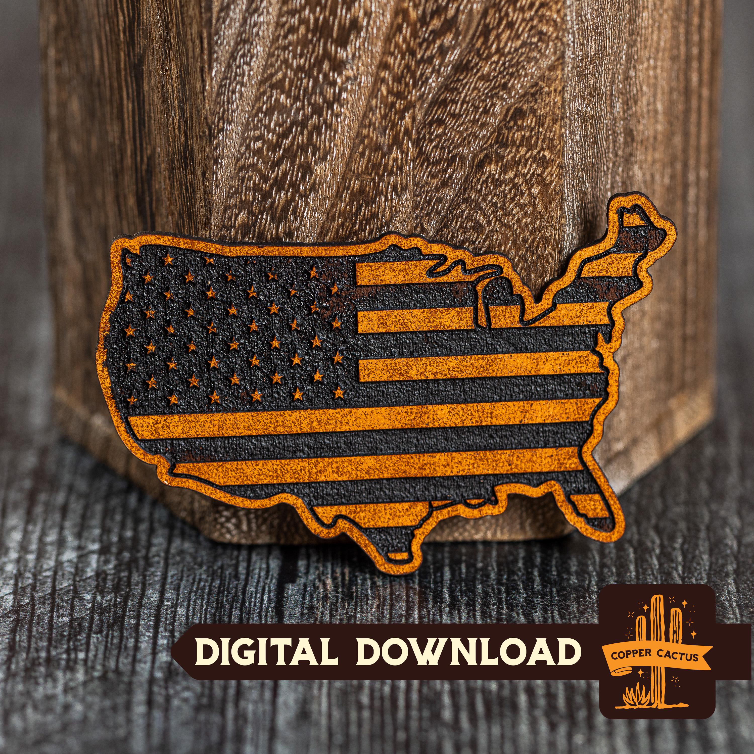 USA Flag Shape Patch SVG - Laser File - Digital Download - Glowforge ...