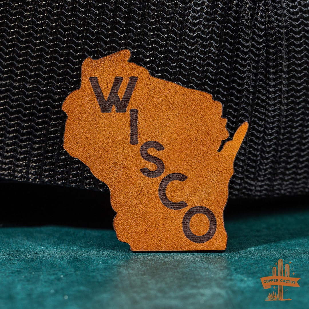 Wisconsin, USA WISCO Patch - Iron on - Adhesive Backing, Real Leather ...