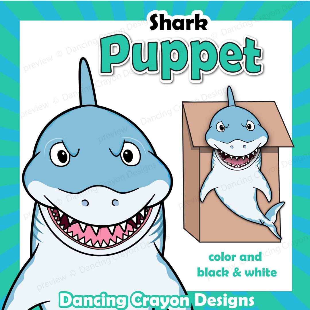 Shark Craft Activity | Printable Paper Bag Puppet Template - Etsy