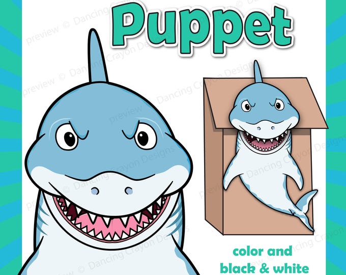 Shark Paper Craft Printable Ocean Animal Finger Puppet Kids Craft ...