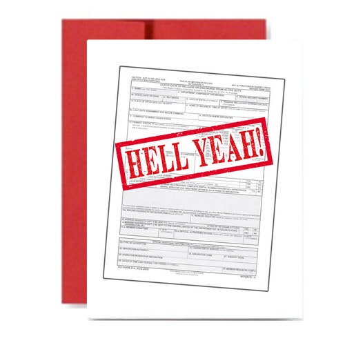 Military Retirement Card DD214 Hell Yeah Army Navy Air Force - Etsy