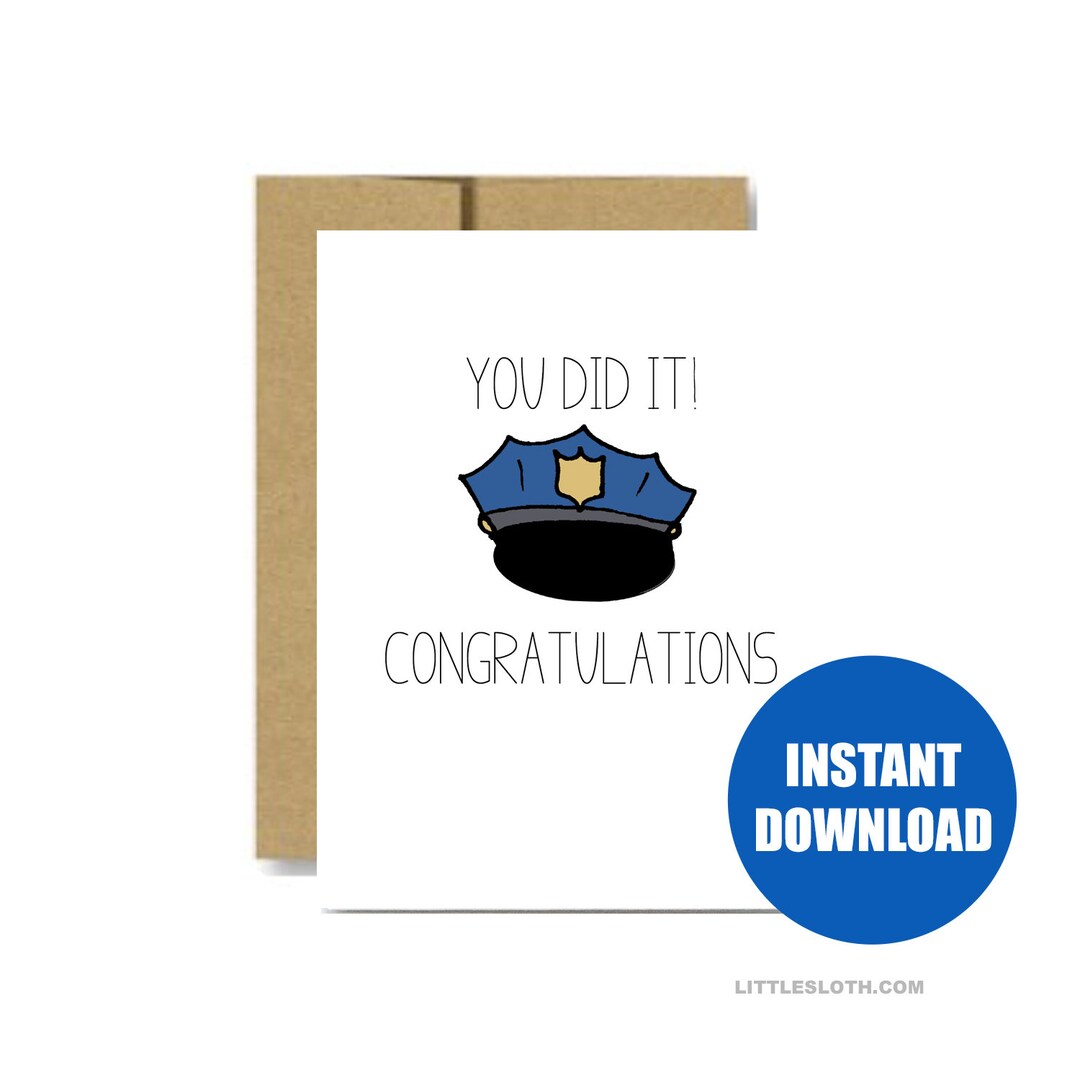 DIGITAL DOWNLOAD - Police Greeting Card Sheriff Police Academy ...