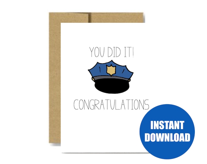 DIGITAL DOWNLOAD Police Greeting Card Sheriff Police Academy Graduation ...