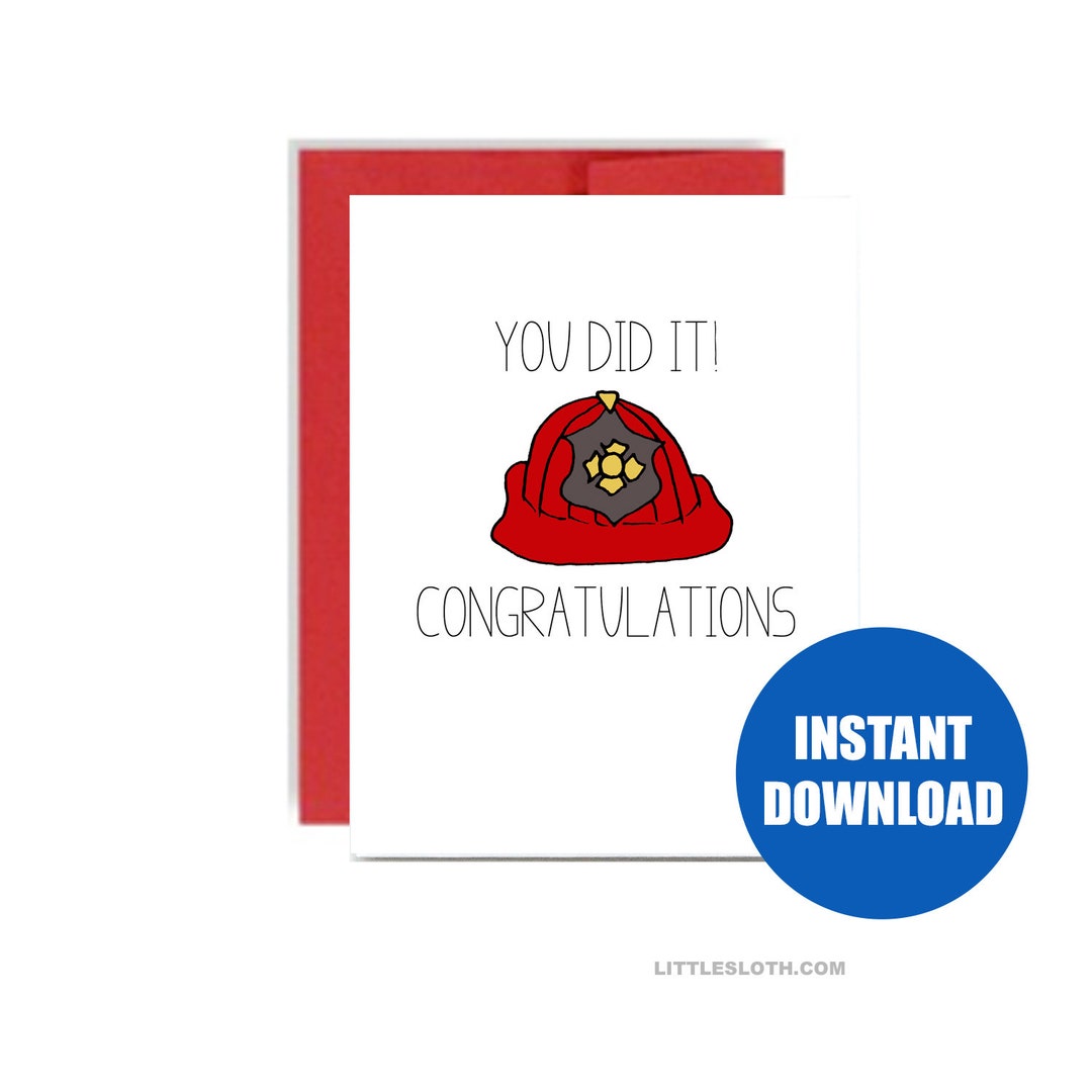DIGITAL DOWNLOAD - Fire Fighter Academy Graduation Greeting Card ...