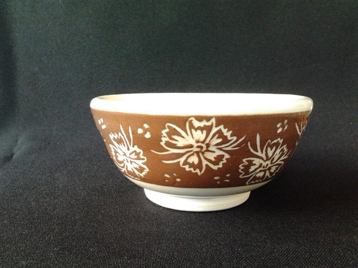 Bowl With Sgraffito Flowers - Etsy