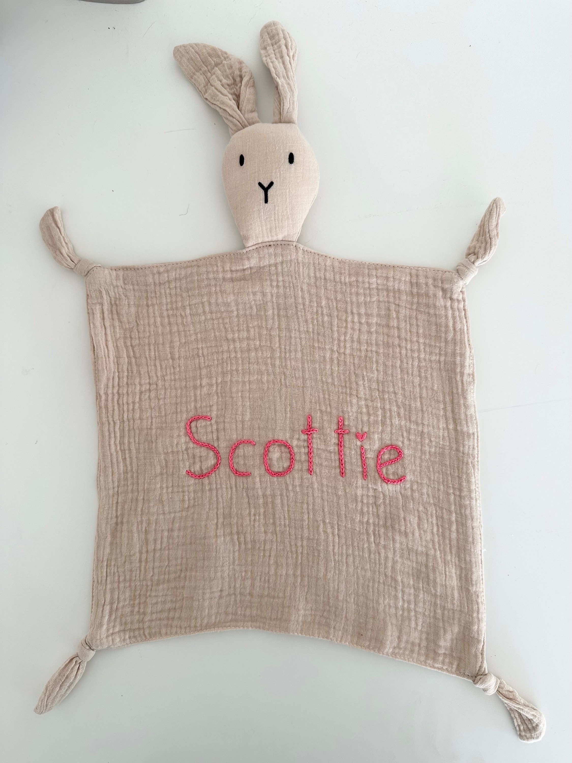 Hand Embroidered Personalized Cotton Security Blanket Lovey Animal ...