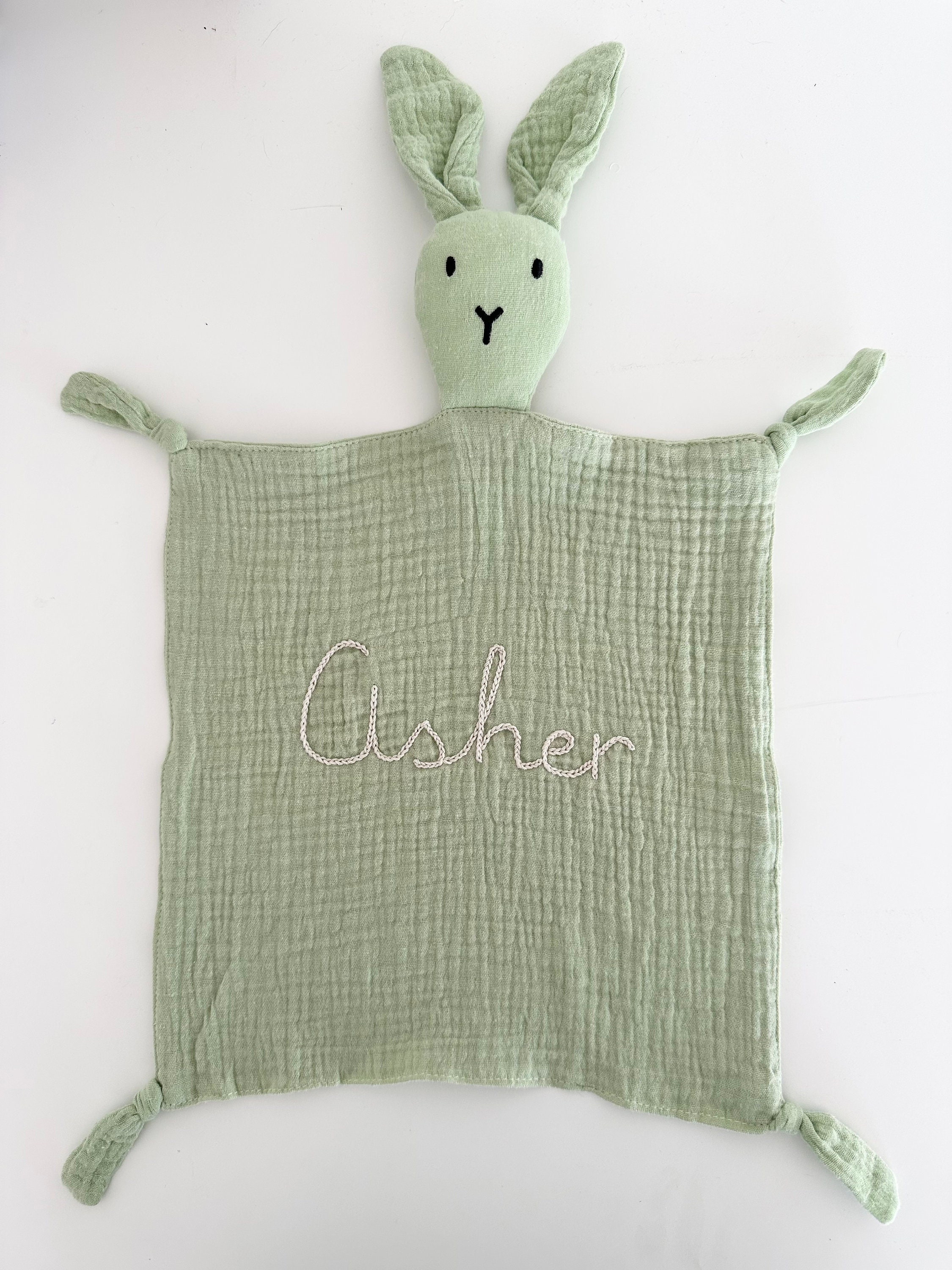 Hand Embroidered Personalized Cotton Security Blanket Lovey Animal ...