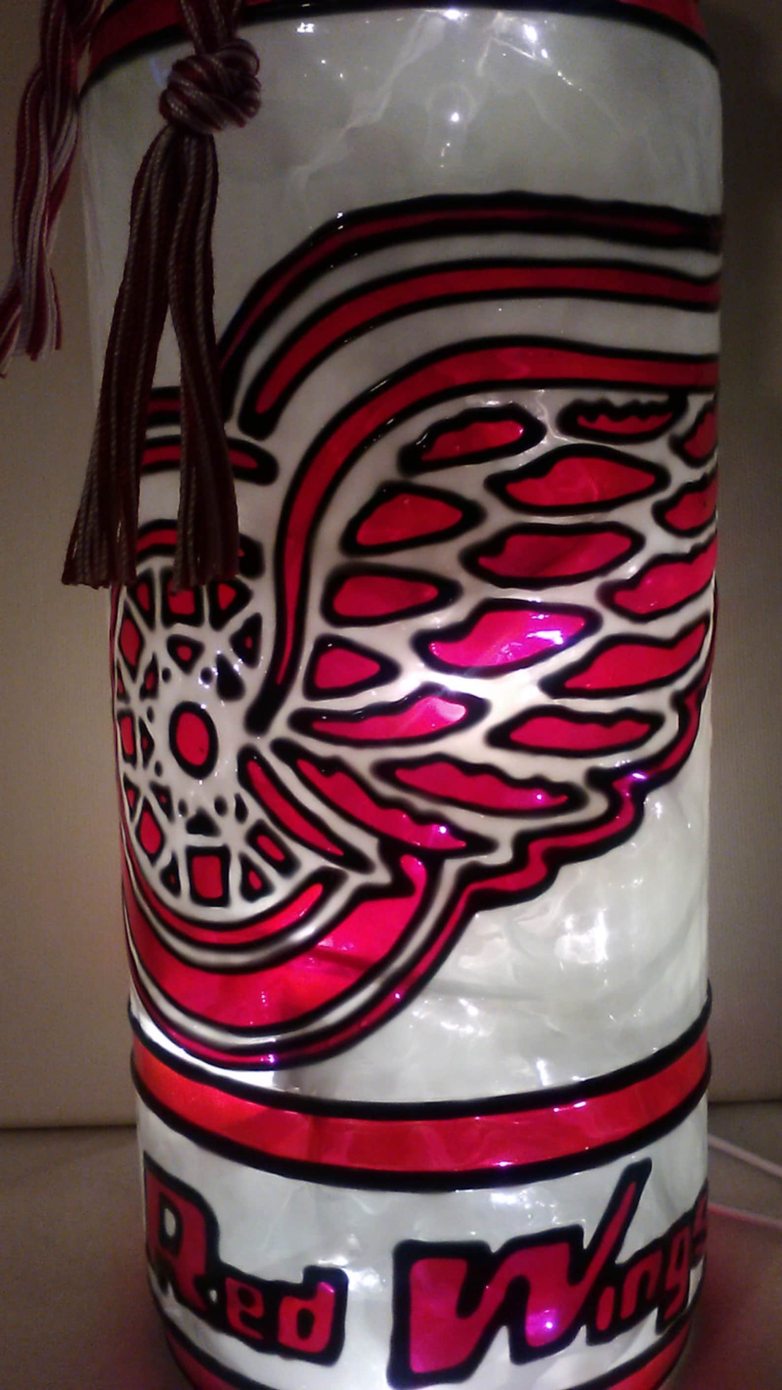 Detroit Red Wings Inspired Bottle Lamp Hand Painted Stained | Etsy