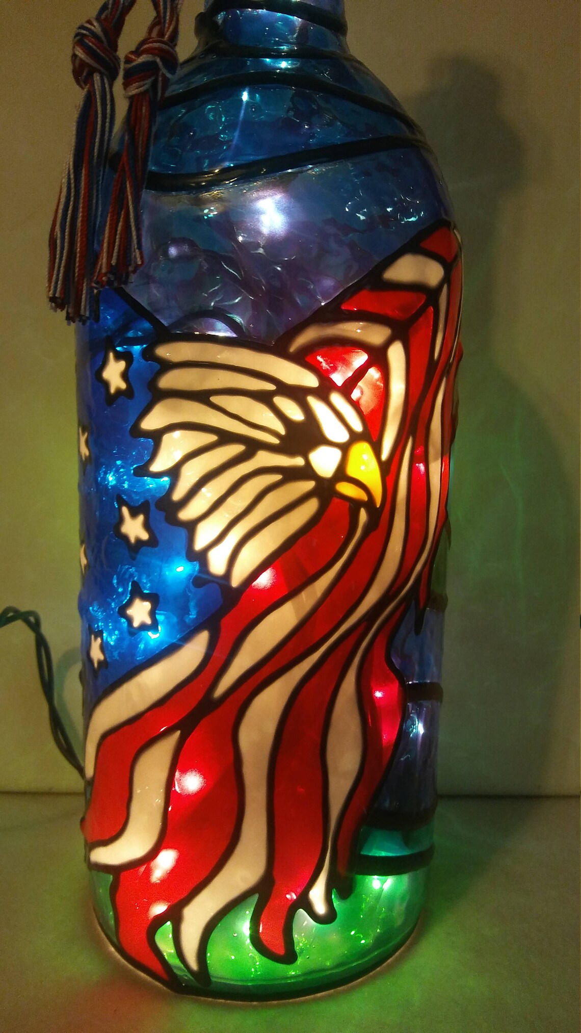 American Eagle Flag Bottle Lamp Bottle Light Lighted - Etsy