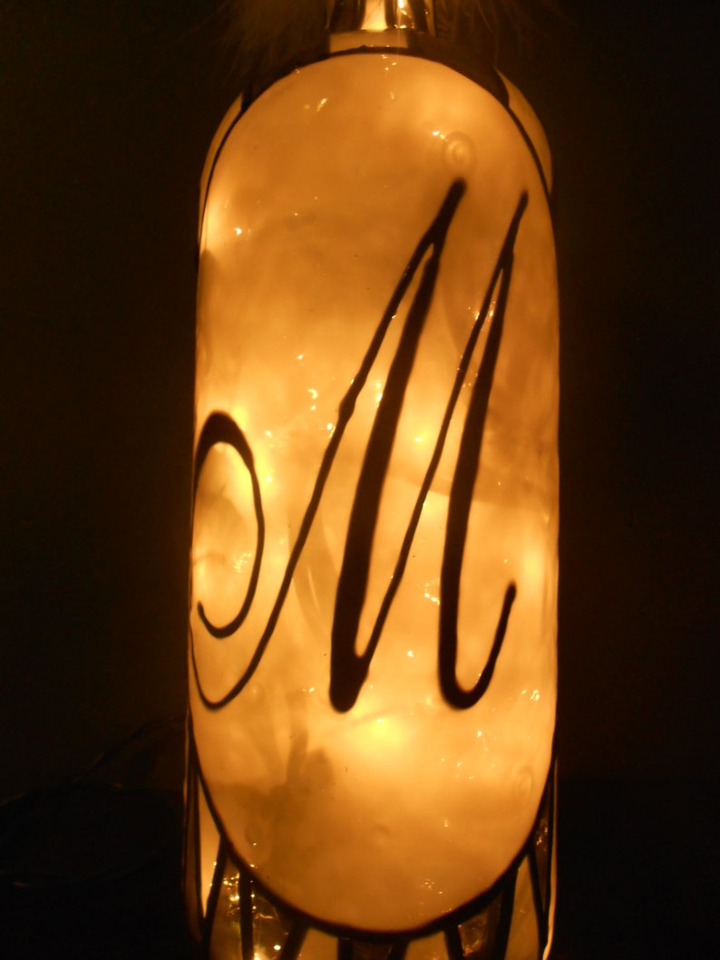 Your Initials Stained Glass Look Lighted Handpainted Wine | Etsy