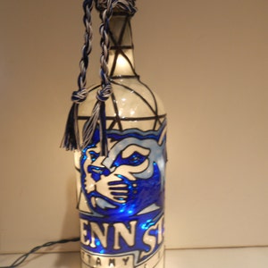 Penn State Inspired Wine Bottle Lamp Handpainted Stained Glass Look - Etsy