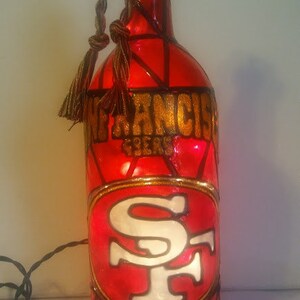 San Francisco 49ers Inspired Lighted Handpainted Wine Bottle Stained ...