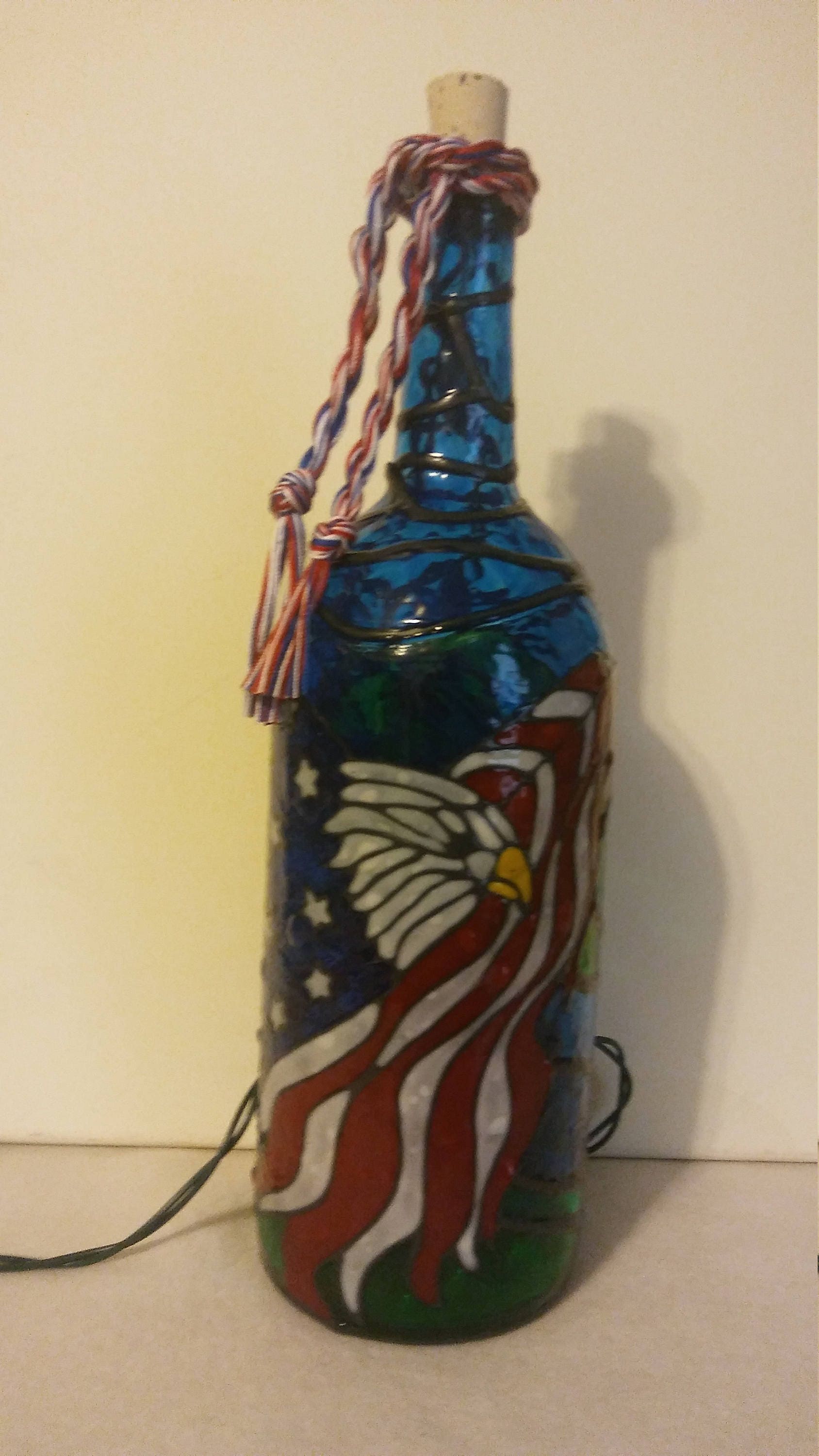 American Eagle Flag Bottle Lamp Bottle Light Lighted | Etsy