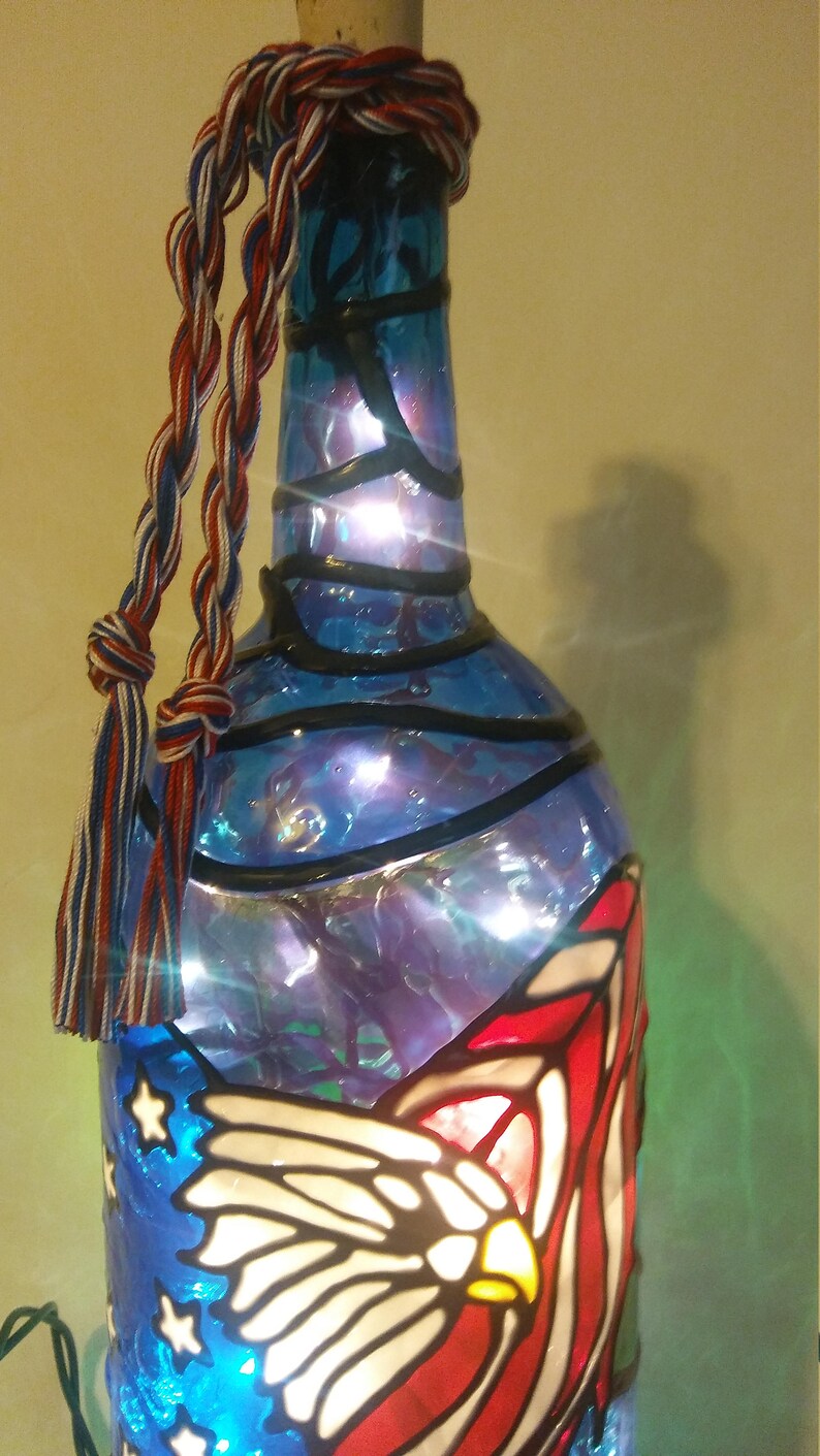 American Eagle Flag Bottle Lamp Bottle Light Lighted - Etsy