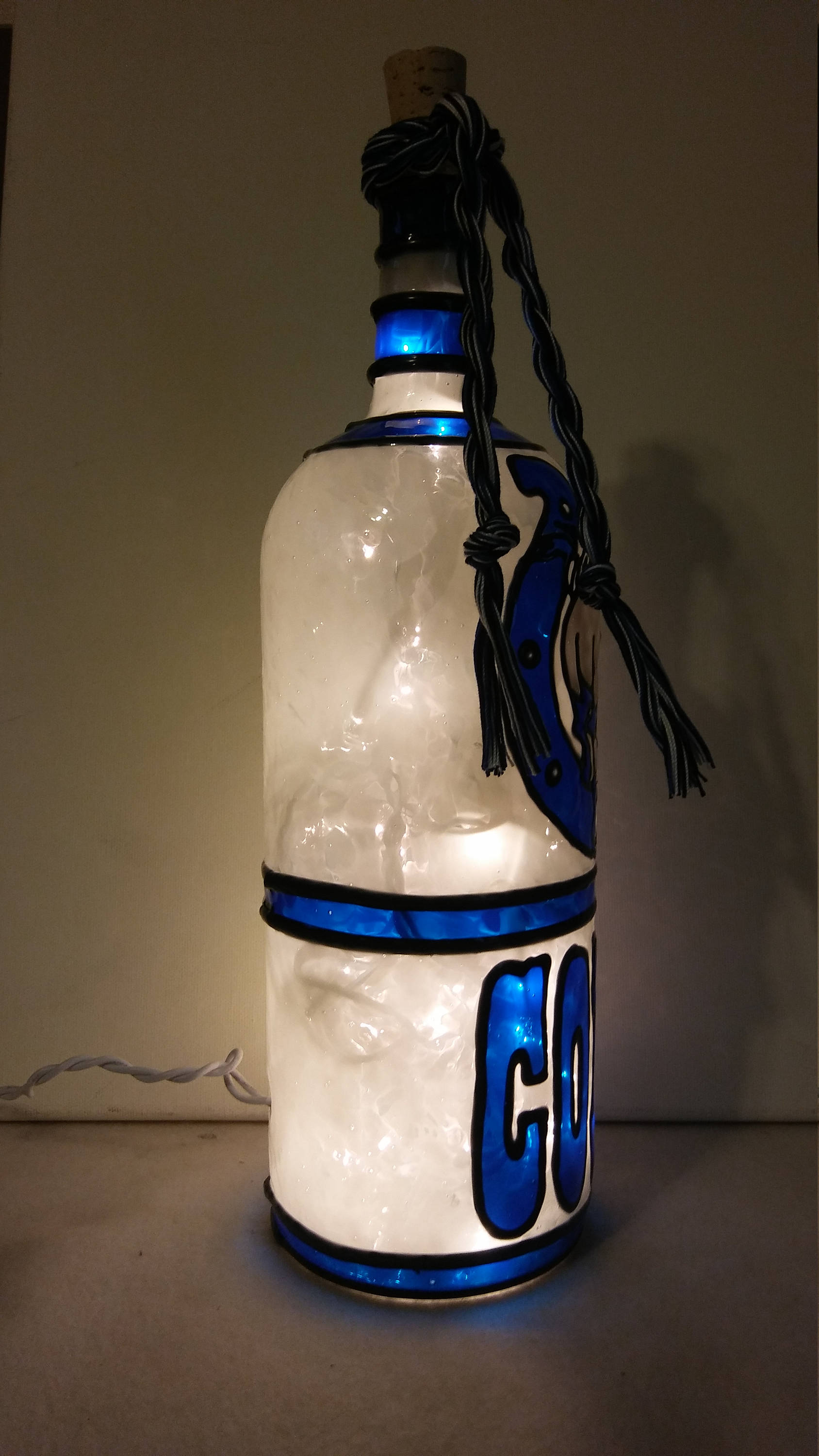 Indianapolis Colts Inspired Bottle Lamp Stained Glass look | Etsy