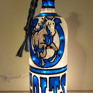 Indianapolis Colts Inspired Bottle Lamp Stained Glass Look - Etsy