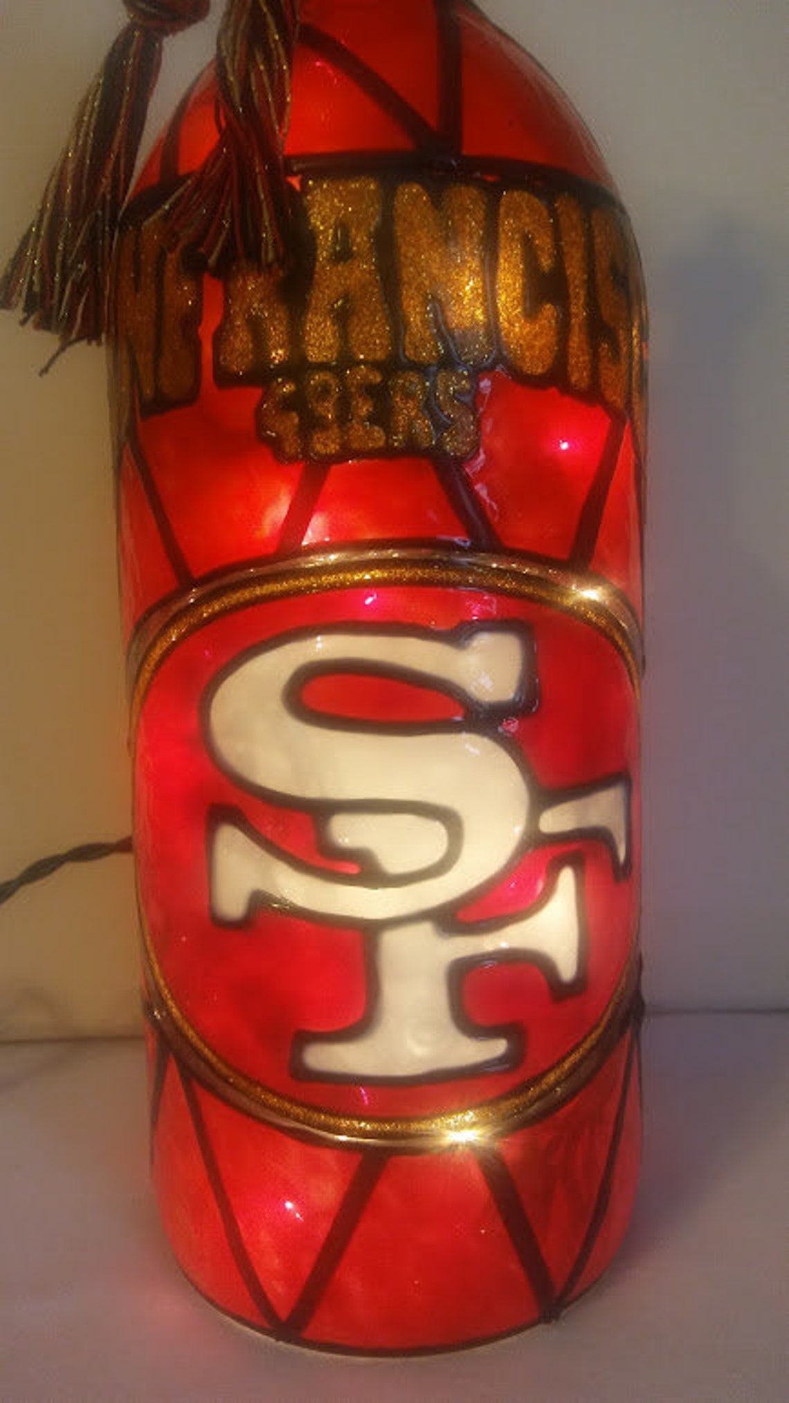 San Francisco 49ers Inspired Lighted Handpainted Wine Bottle | Etsy