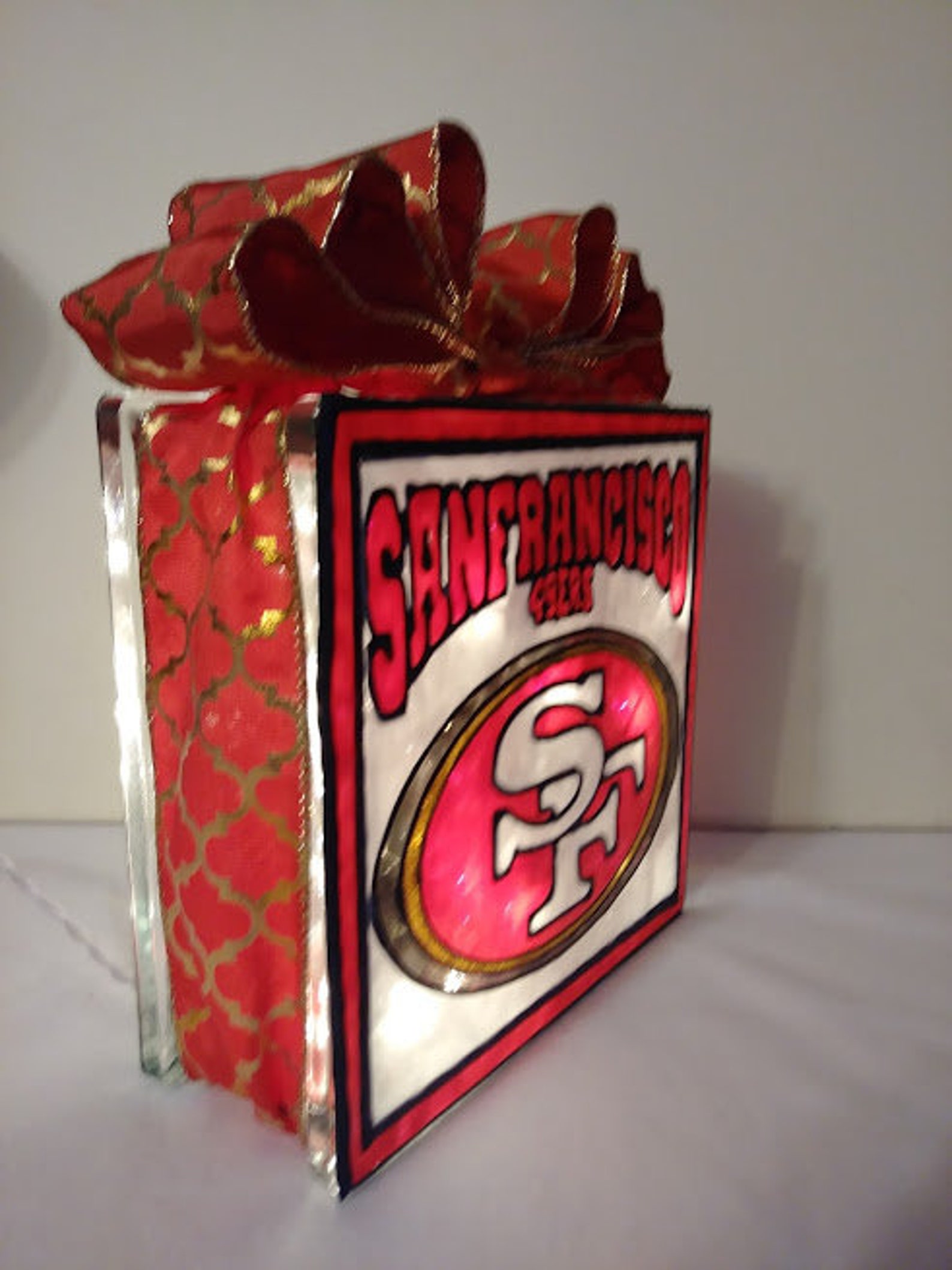 San Francisco 49ers Inspired Glass Block Hand Painted Lighted | Etsy