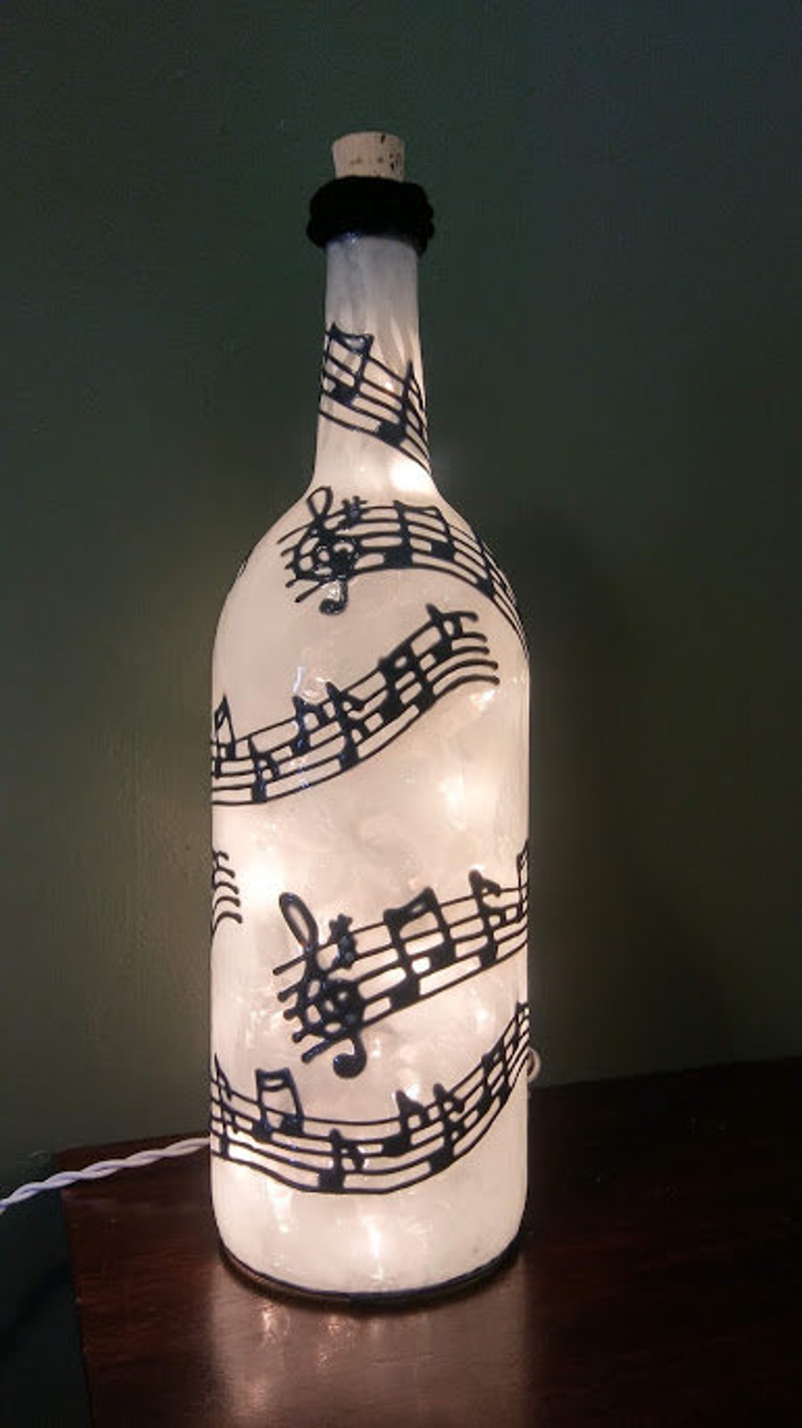 Music Notes Bottle Lamp Handpainted Stained Glass Look - Etsy Canada