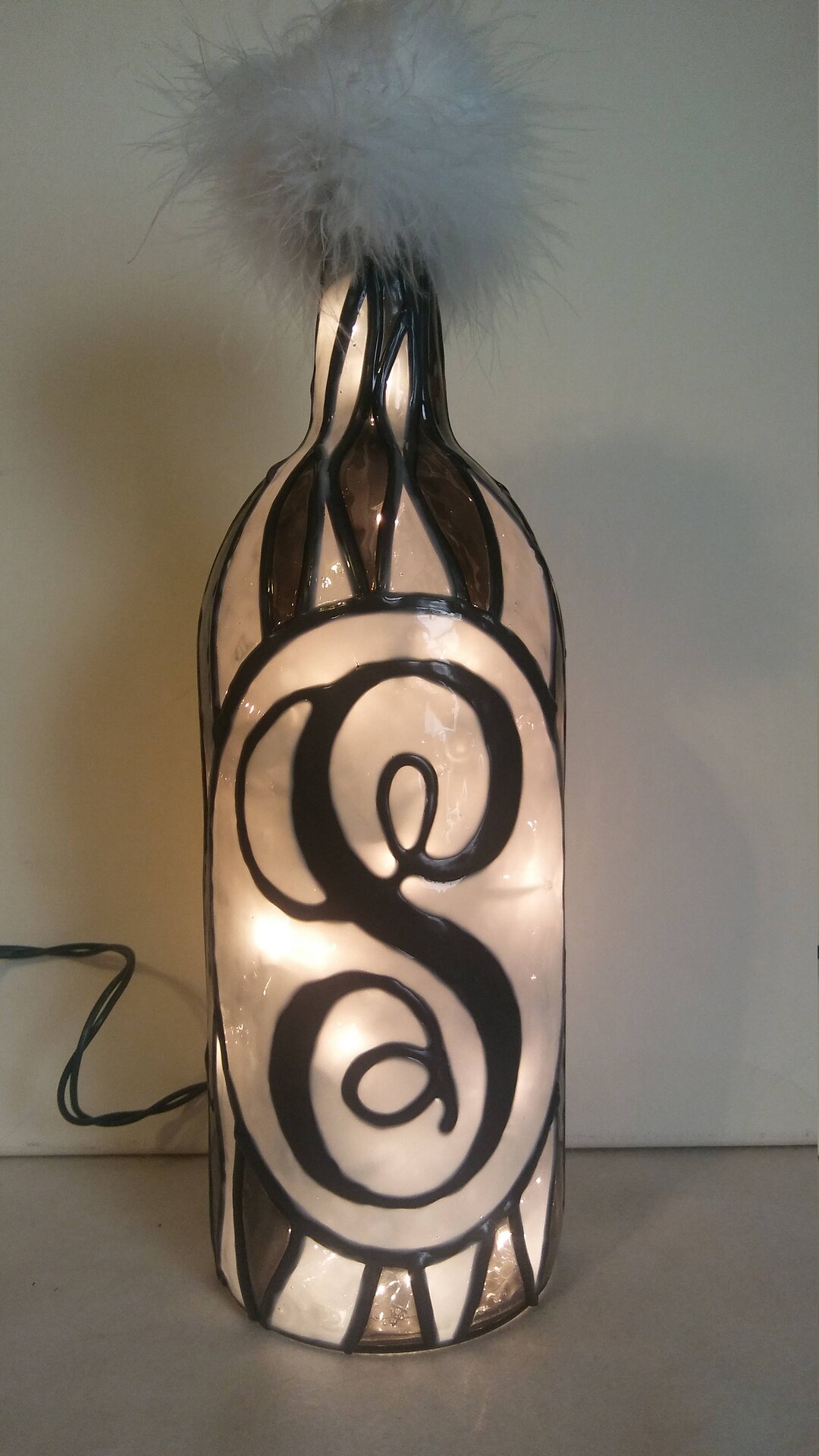 Your Initials Stained Glass Look Lighted Handpainted Wine Bottle. - Etsy