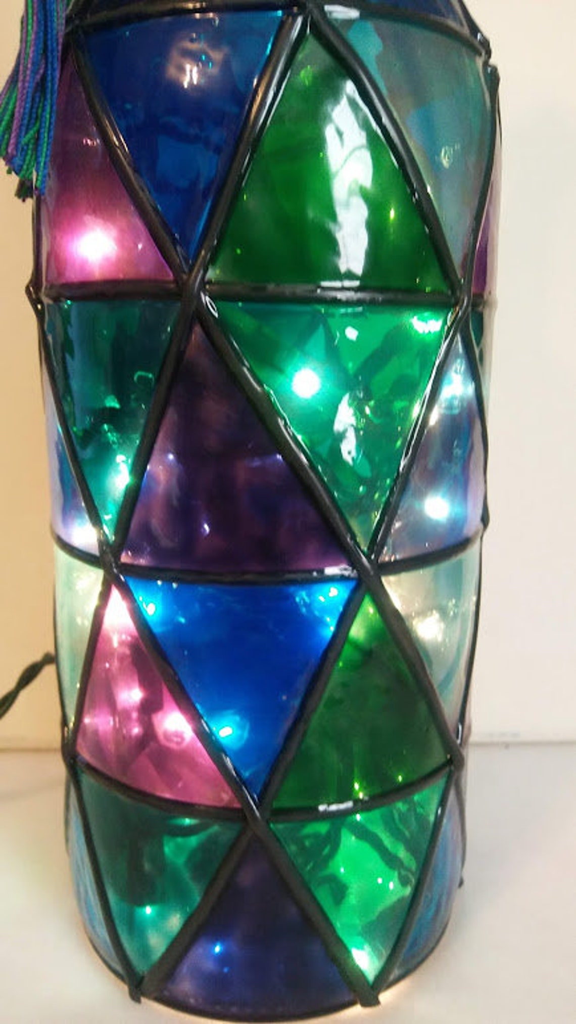 Bottle Lamp/bottle Light Handpainted Stained Glass Look | Etsy