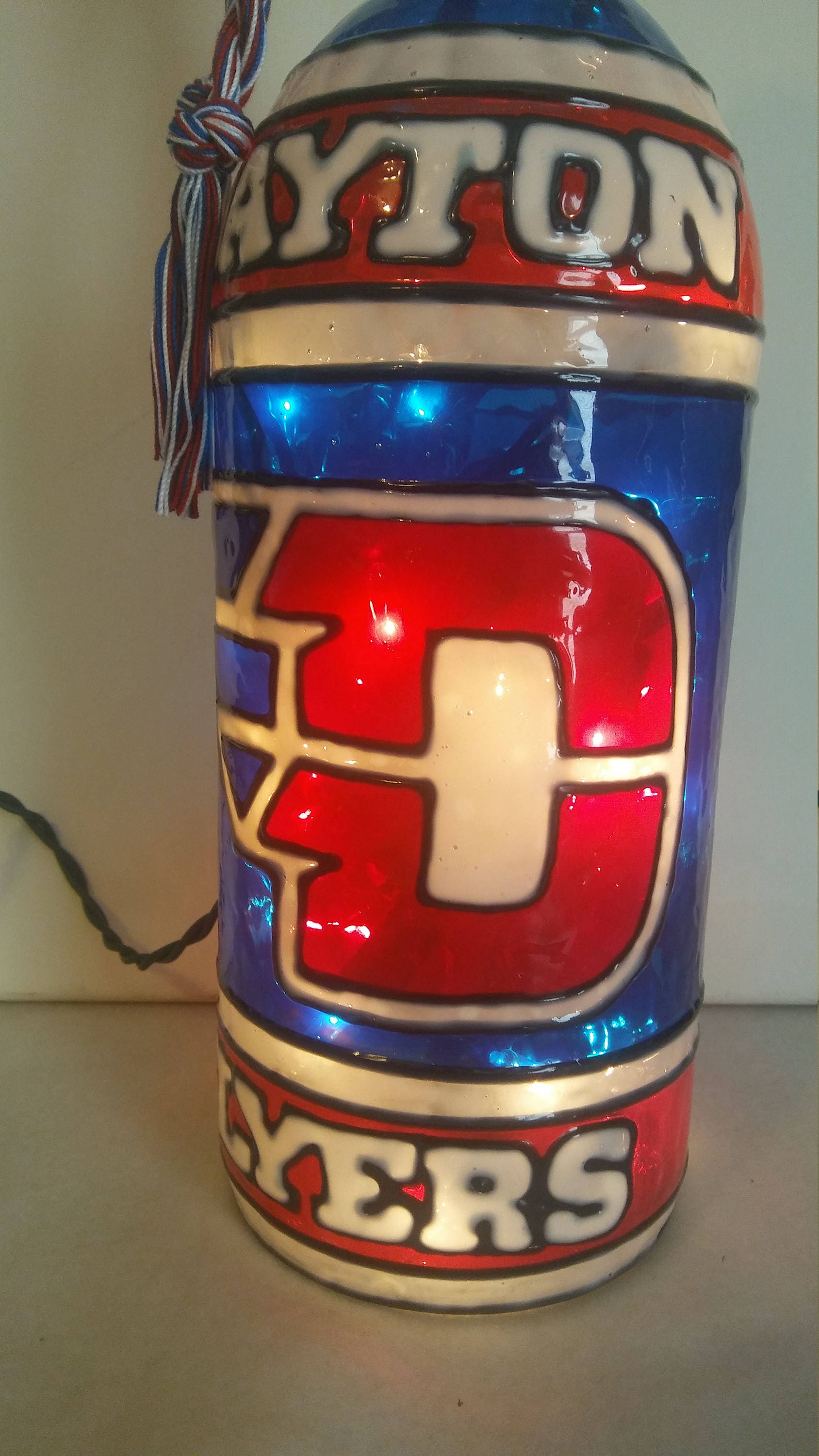 Dayton Flyers Inspired Wine Bottle Lamp Hand Painted Lighted | Etsy