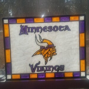 Minnesota Vikings Inspired Stained Glass Window Panel Hand Painted - Etsy