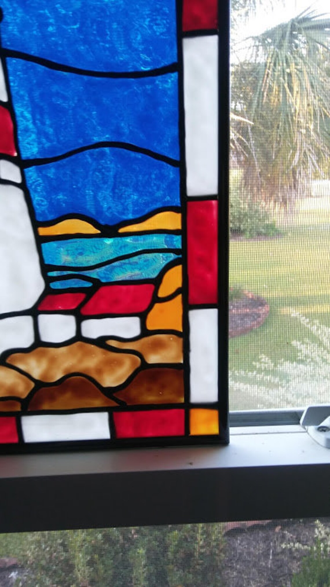 Lighthouse Night Time Stained Glass Window Panel Hand Painted - Etsy