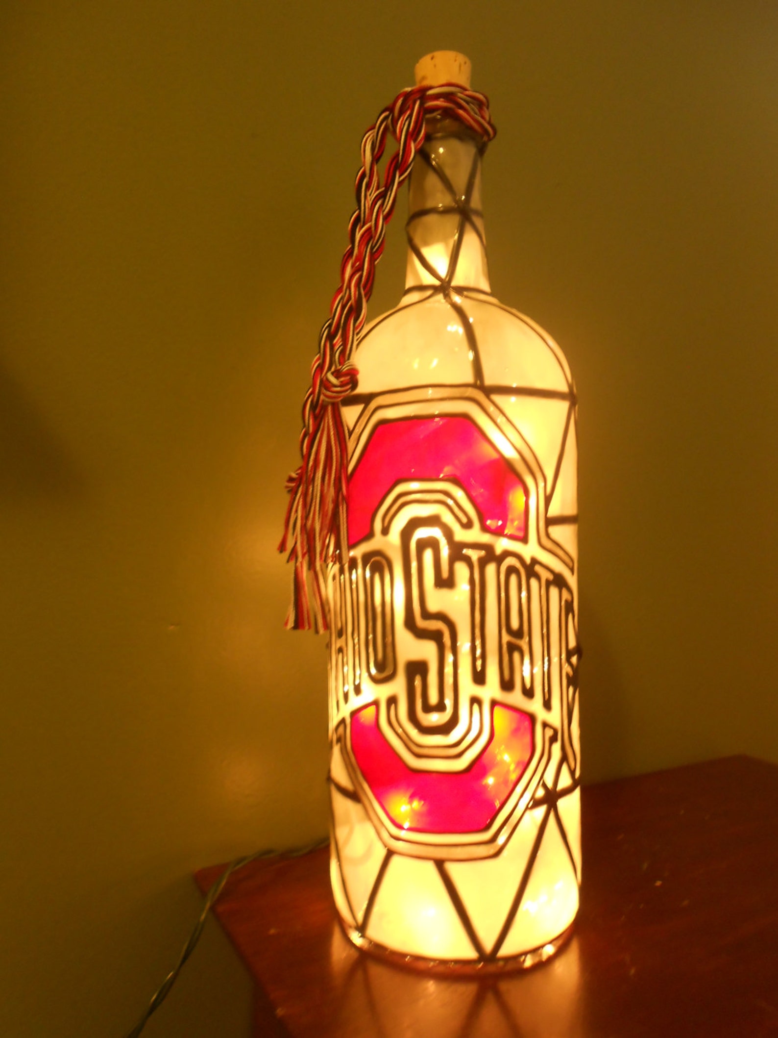 Ohio State Inspired Bottle Lamp Bottle Light Hand Painted | Etsy
