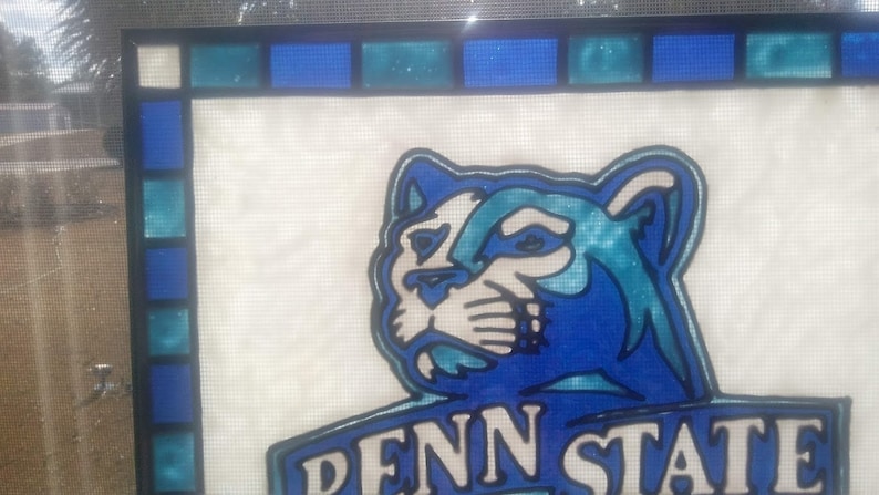 Penn State Inspired Stained Glass Window Panel Hand Painted - Etsy
