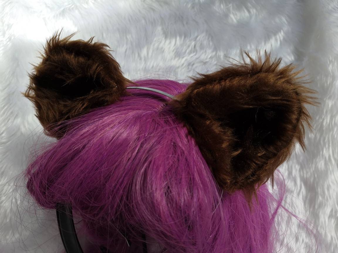 Dark Brown Bear Ears Furry Cosplay Hair Clips Headband Kawaii | Etsy