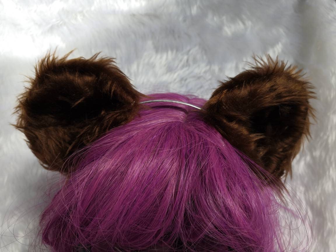 Dark Brown Bear Ears Furry Cosplay Hair Clips Headband Kawaii | Etsy