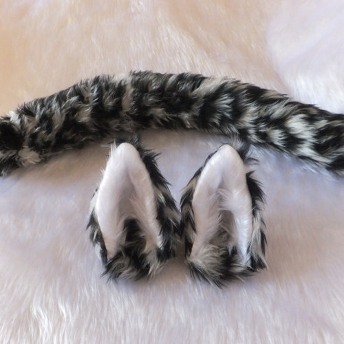White Cosplay Cat Set With Ears Tail & Bell Collar Wired - Etsy