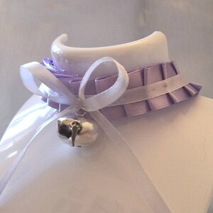 Lilac Purple Bell BDSM Collar Ddlg White Cosplay Anime Maid Choker Cat ...