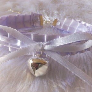 Lilac Purple Bell BDSM Collar Ddlg White Cosplay Anime Maid Choker Cat ...