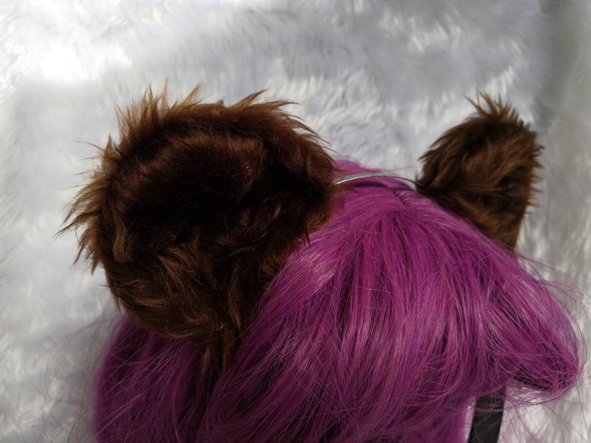 Dark Brown Bear Ears Furry Cosplay Hair Clips Headband Kawaii - Etsy