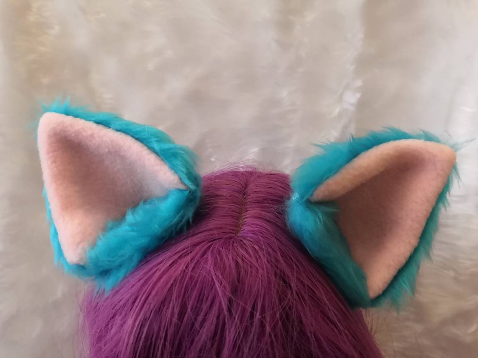 Electric Blue Turquoise Furry Cosplay Cat Neko Ears Hair Clips - Etsy