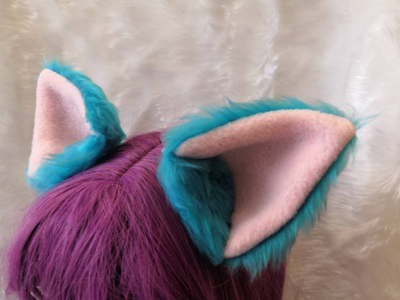 Electric Blue Turquoise Furry Cosplay Cat Neko Ears Hair Clips - Etsy