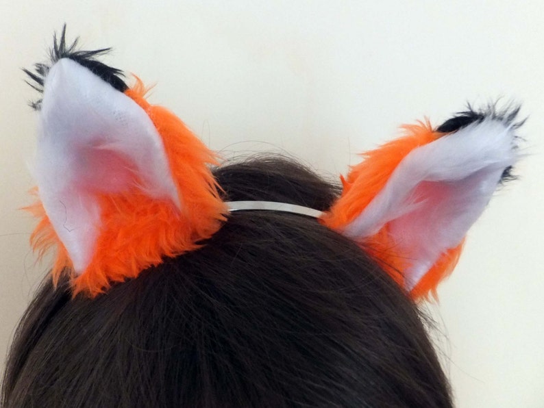 Ginger Black tips Cosplay Fox Wolf Ears Hair Clips Headband | Etsy