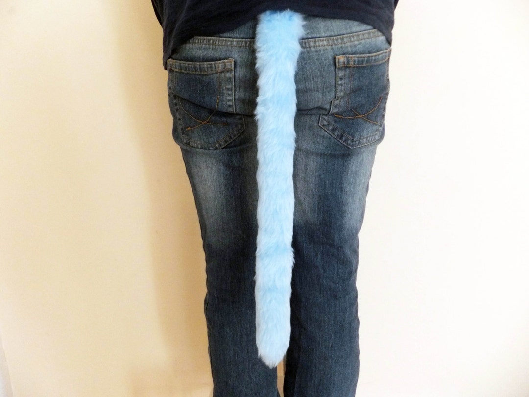 Light Blue Cosplay Furry Cat Tail Neko Costume Halloween Kitty - Etsy UK