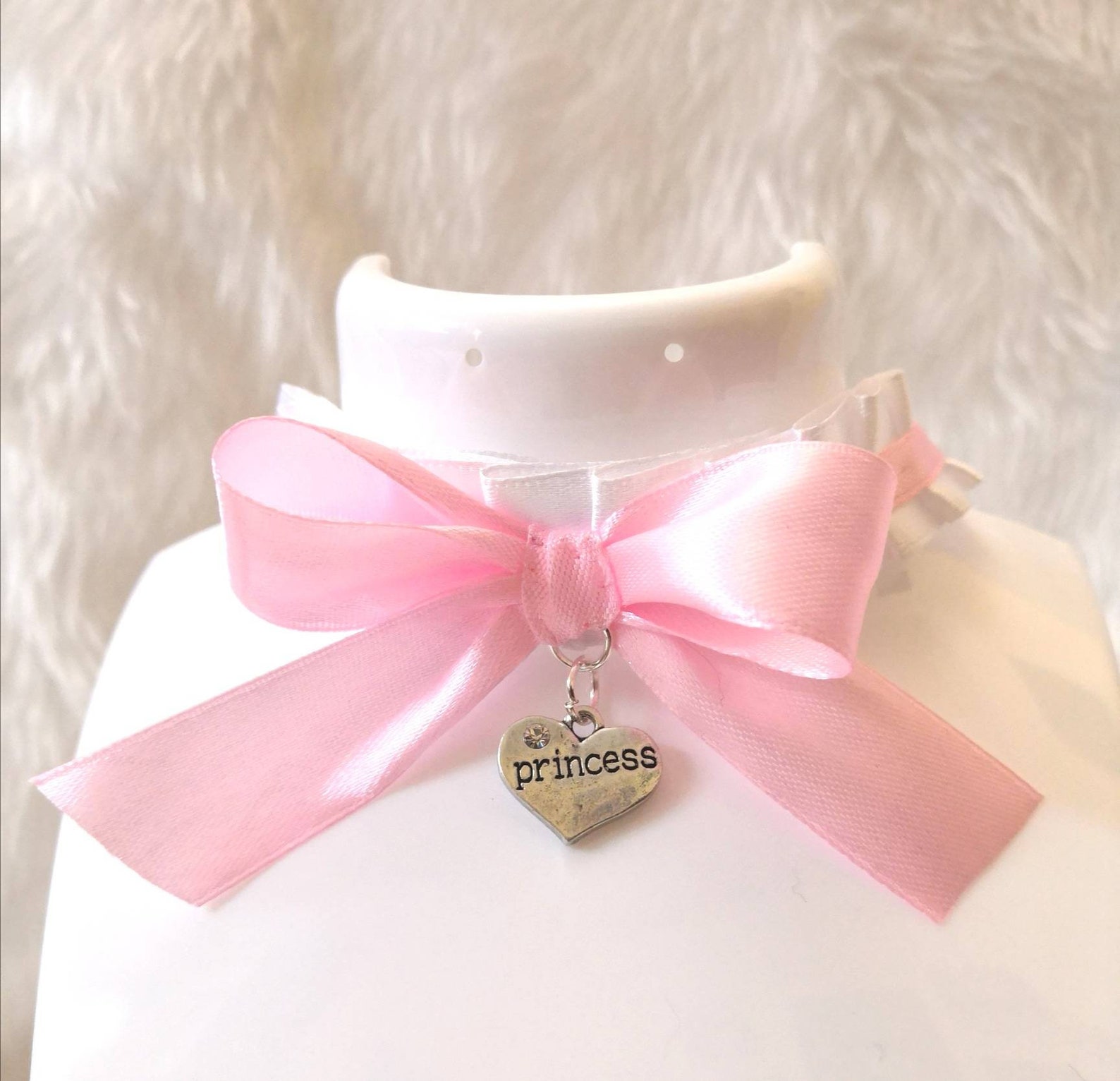 PRINCESS BDSM Collar Ddlg Cosplay Frilly White Pink Little | Etsy