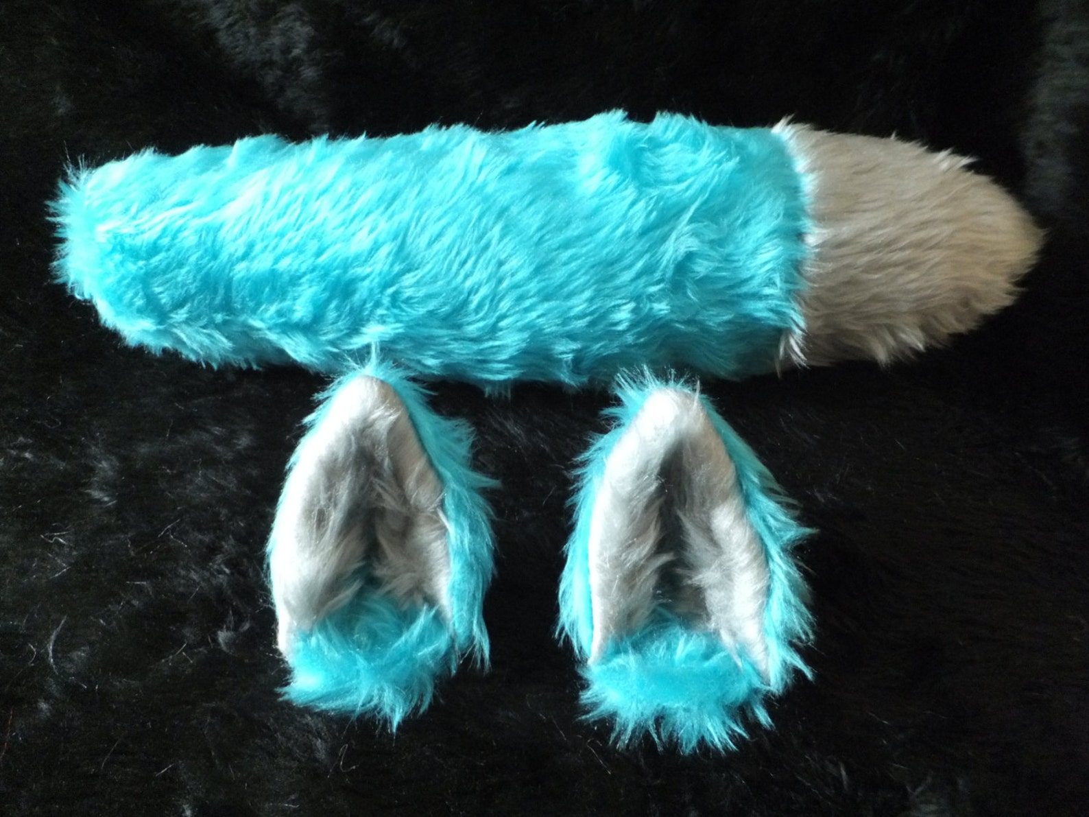 Turquoise Blue Grey Wolf Fox Furry Cosplay Set Ears on Hair - Etsy