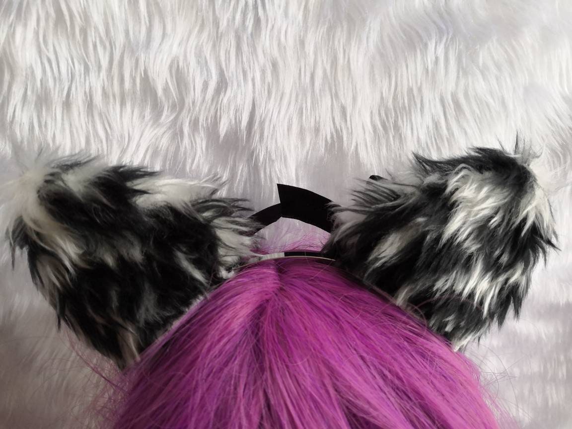 Choose Your Colours Snow Leopard Furry Cat Ears Ribbons | Etsy
