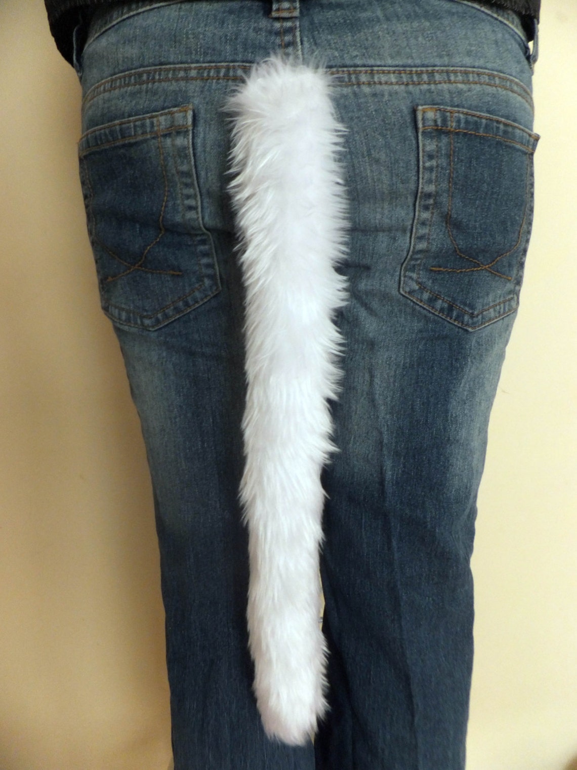White Cosplay Furry Cat Tail Neko Costume Halloween Kitty | Etsy