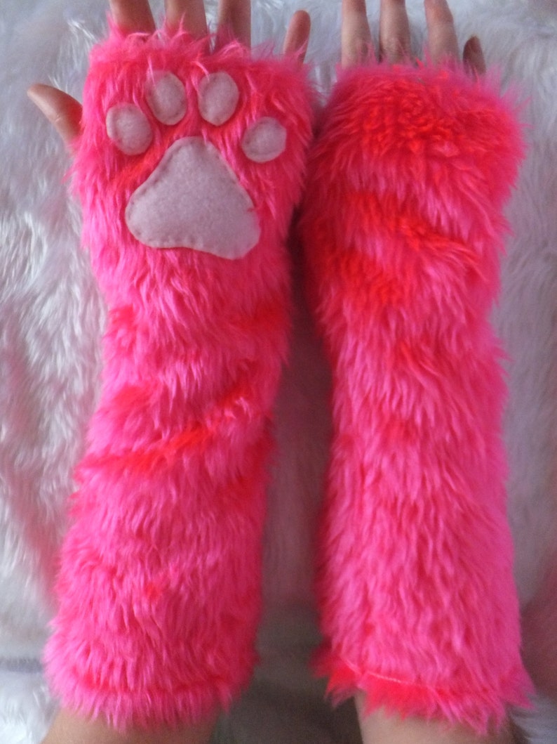 Hot Pink/ Colour Choice Elbow Length Furry Faux Fur Cat Wolf - Etsy