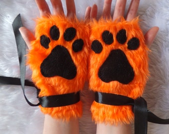 Choose Your Colours Cute White Furry Cat Snow Fox Neko Pink Paw Print ...