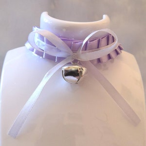 Lilac Purple Bell BDSM Collar Ddlg White Cosplay Anime Maid Choker Cat ...
