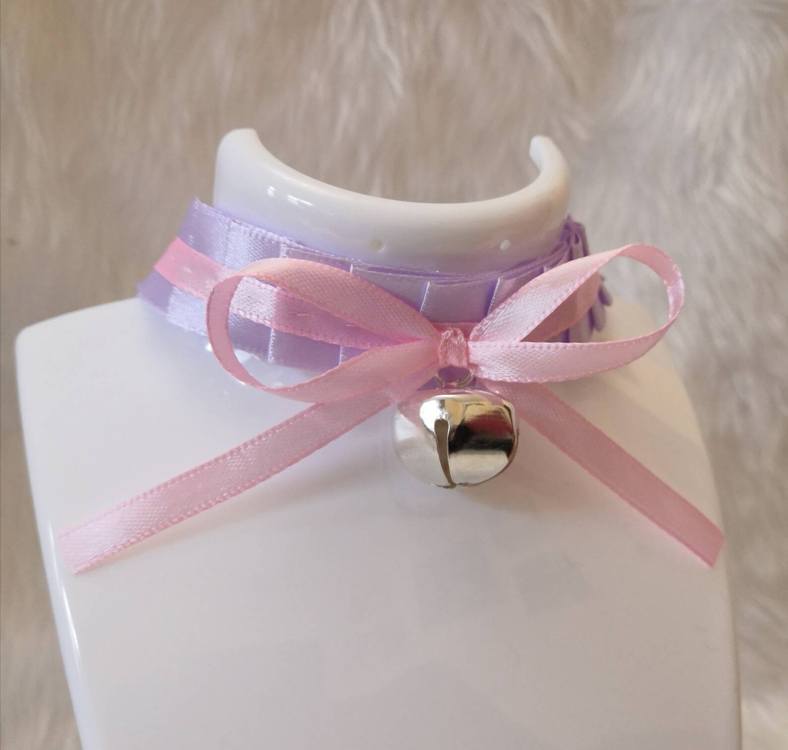 Lilac Pink Bell BDSM Collar Ddlg Cosplay Kitty Neko Kitten Anime Maid ...