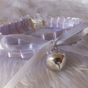 Lilac Purple Bell BDSM Collar Ddlg White Cosplay Anime Maid Choker Cat ...